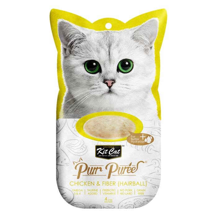 KitCat Purr Purée snack líquido (4x15g) - Frango e Fibra (controlo das ...